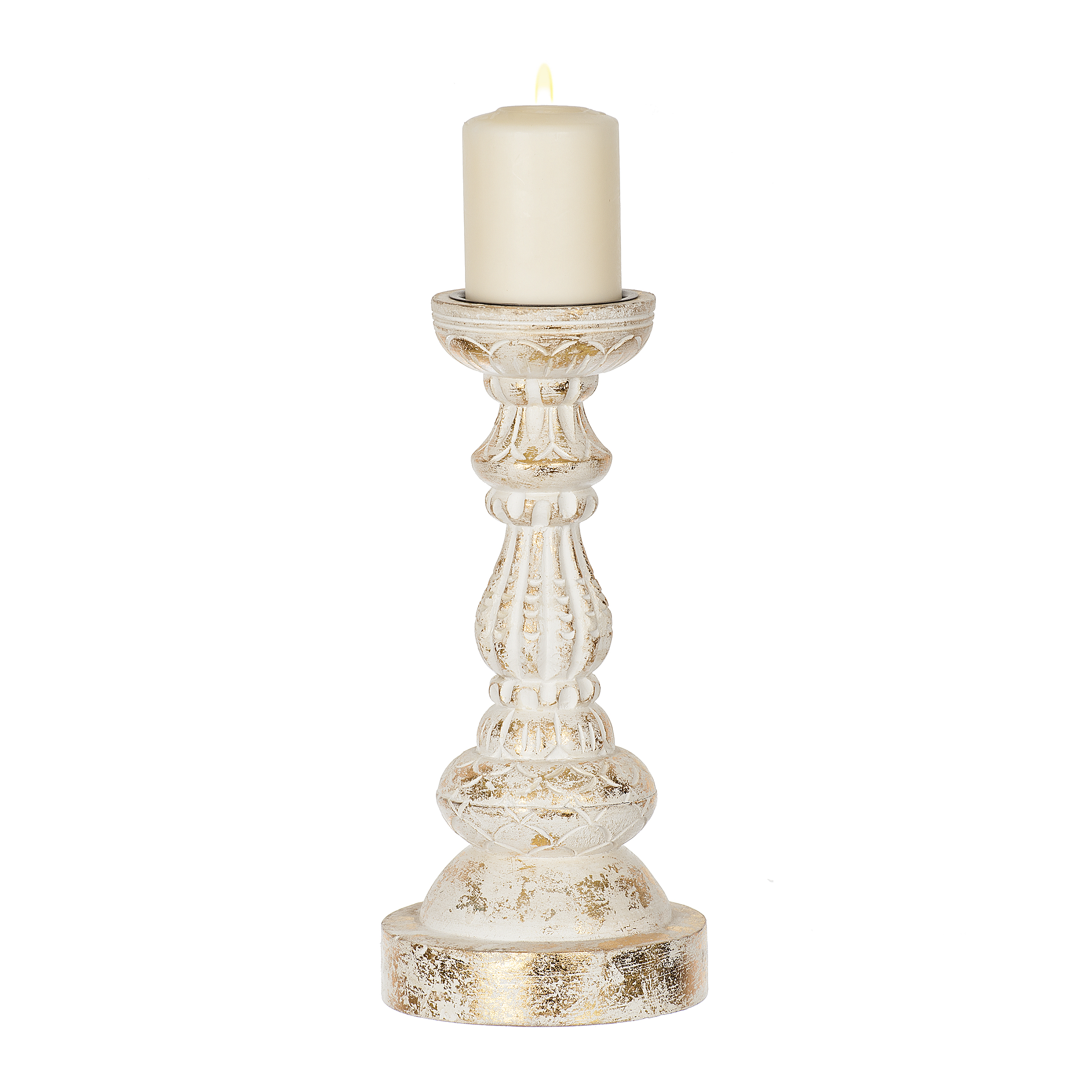 Distressed White and Gold Foil Candlestick - Cowboys and Indians Magazine