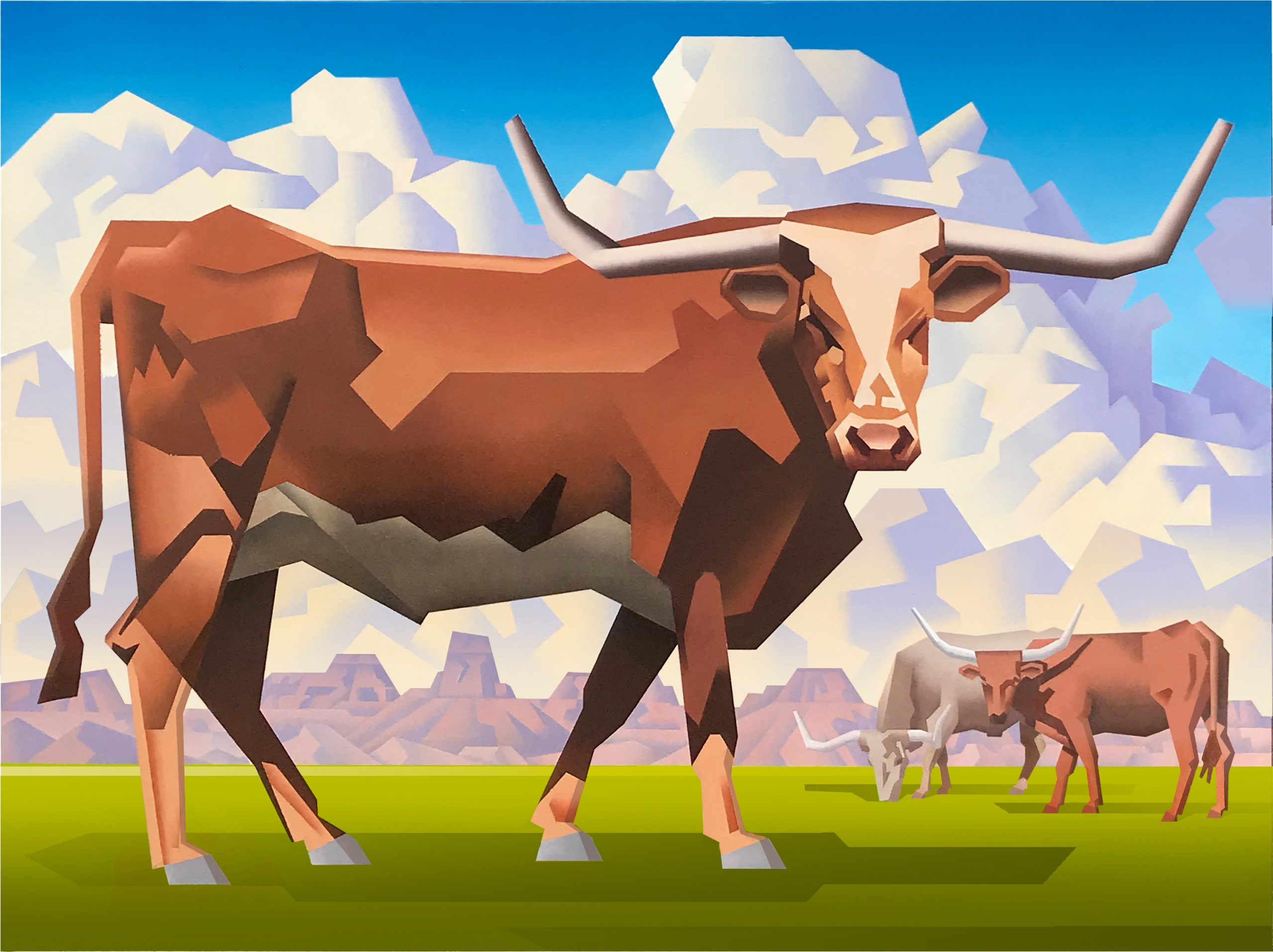 Cartoon Campfire Longhorns