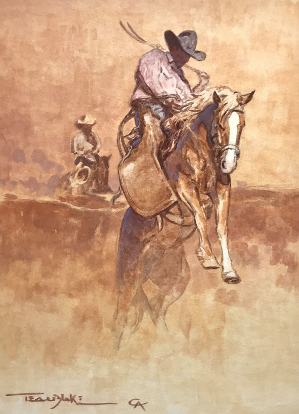 Teal Blake, Dust Devil, watercolor - Cowboys and Indians Magazine